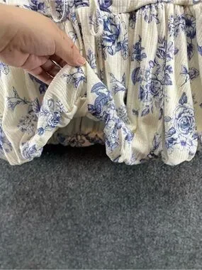 meraki | Tops | Meraki Babydoll Cami Top Xl Blue Floral Bubble Hem ...